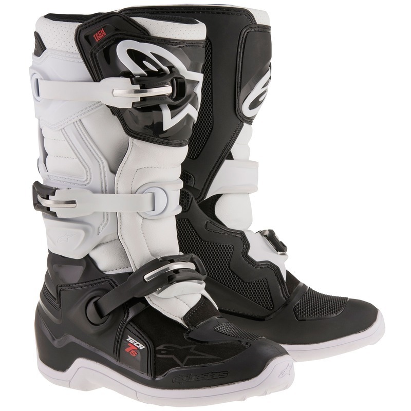 ALPINESTARS YOUTH TECH 7S BOOTS BLACK WHITE